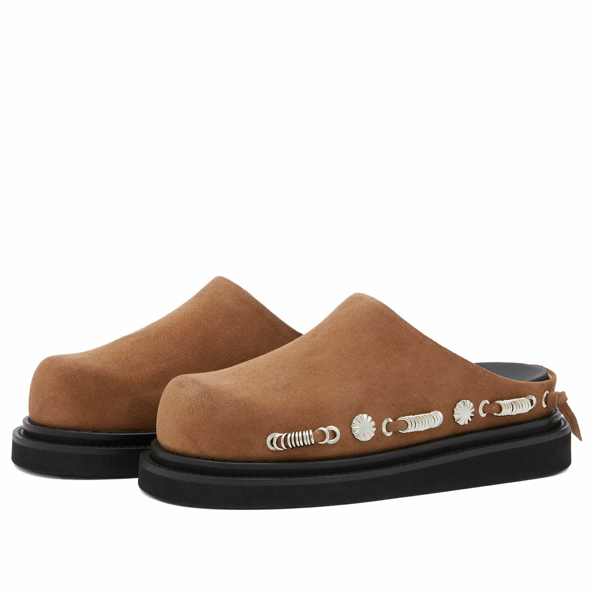 Toga Pulla Women's TOGA Studded Mule in Suede in Brown Toga Pulla