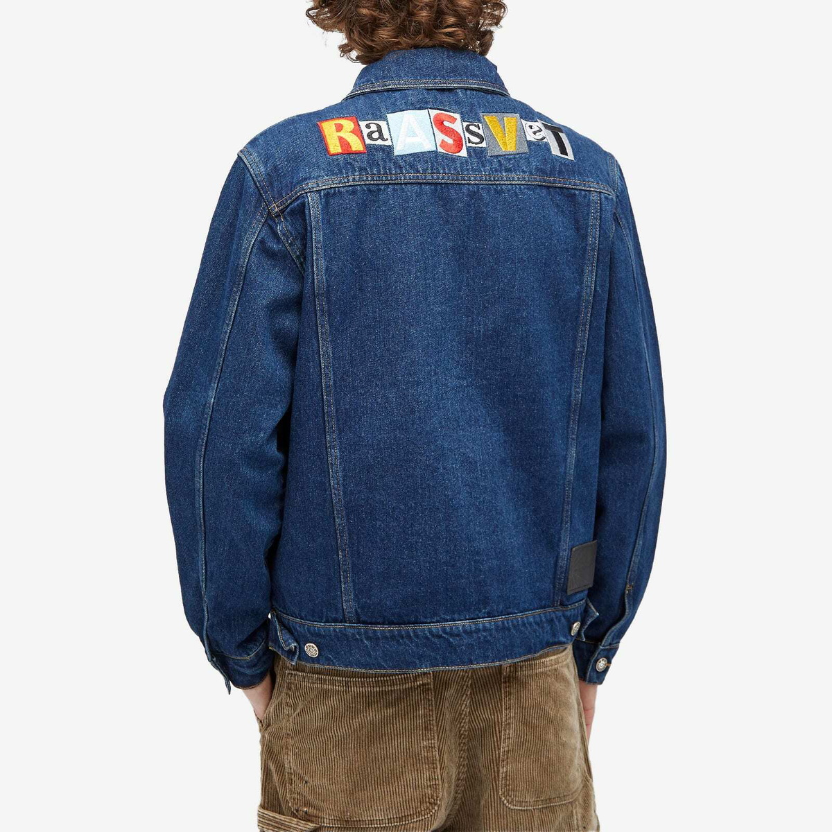 PACCBET Men's Typo Denim Jacket in Dark Blue PACCBET