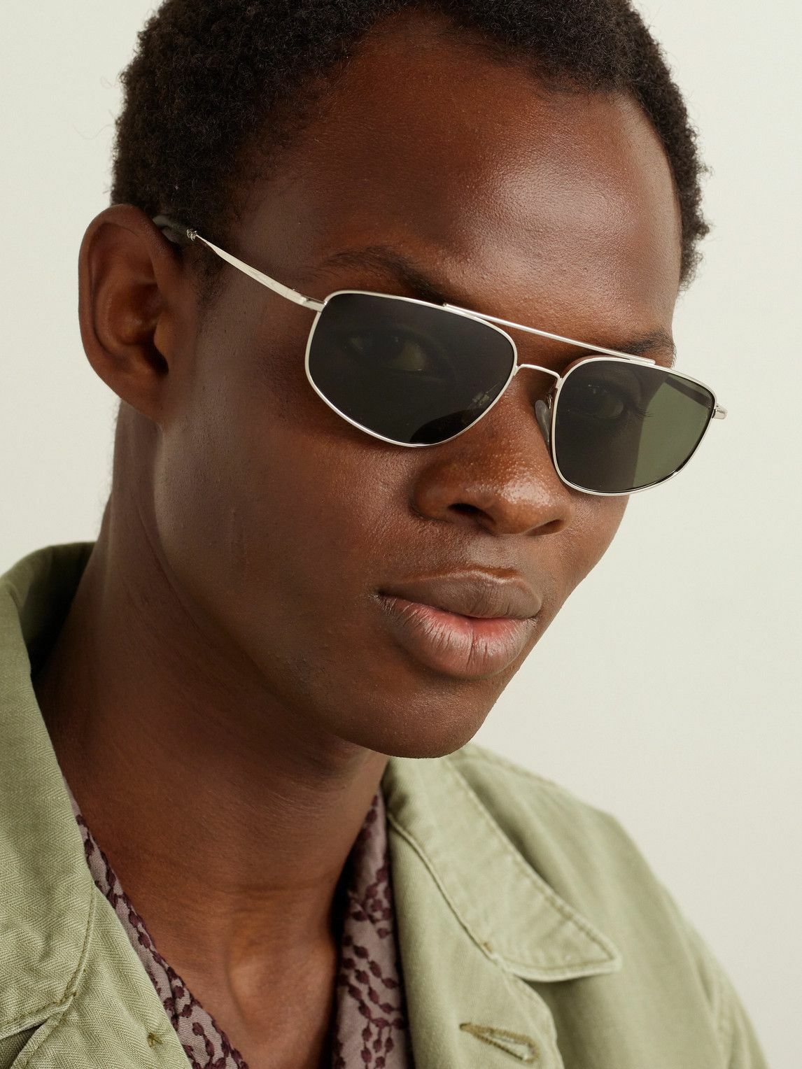 Oliver Peoples - Roger Federer R-14 Aviator-Style Gold-Tone Sunglasses ...