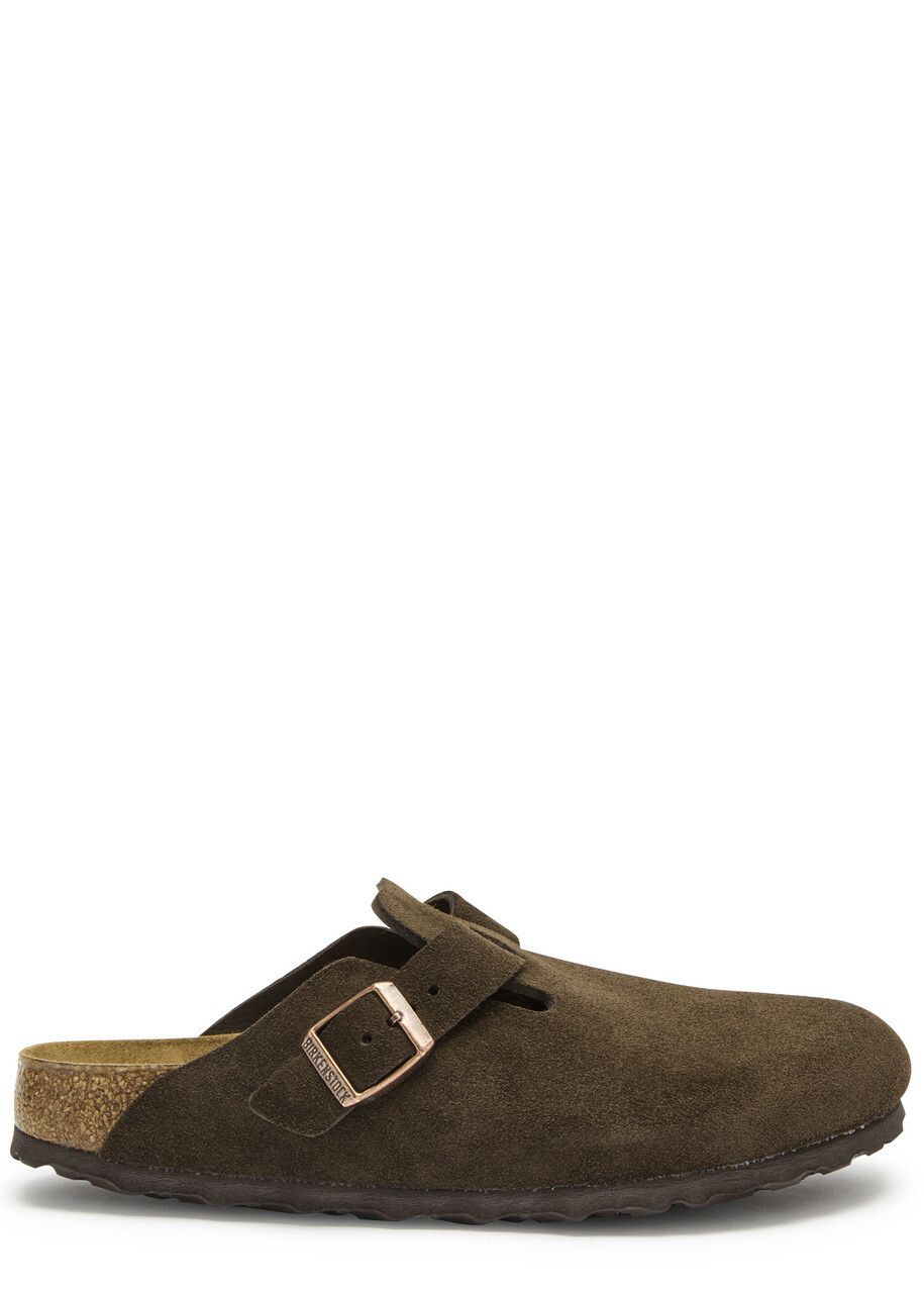 Birkenstock Boston Suede Sliders Brown Birkenstock