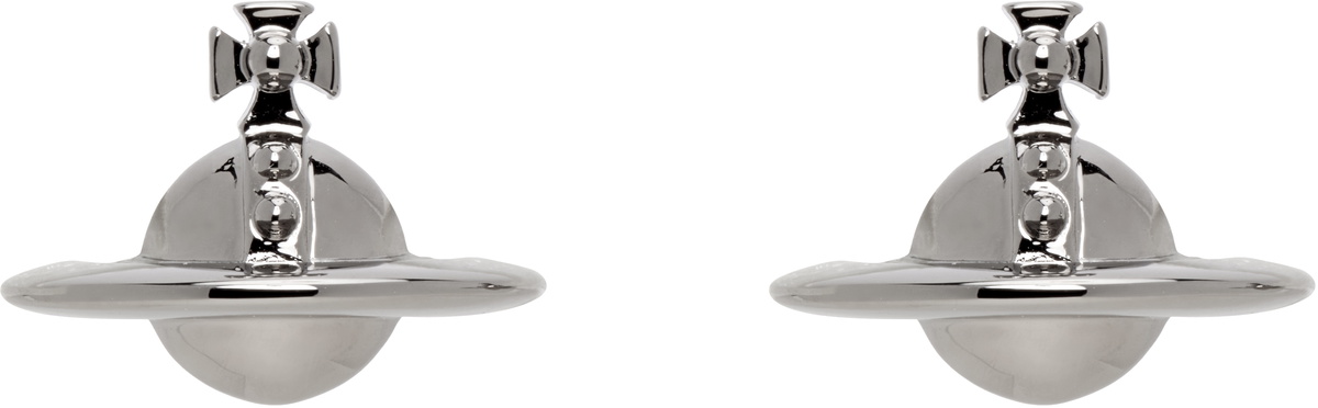 Vivienne Westwood Gunmetal Solid Orb Earrings Vivienne Westwood