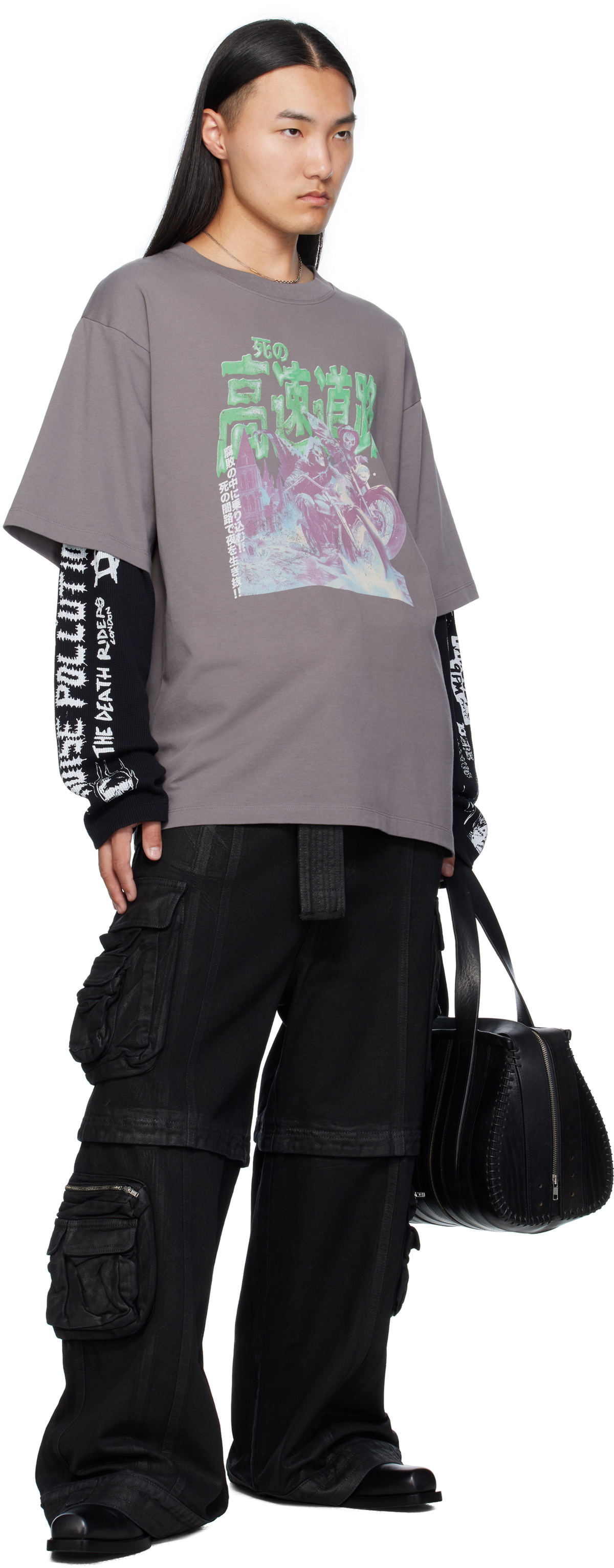 LU'U DAN Black Coated Denim Cargo Pants LU'U DAN