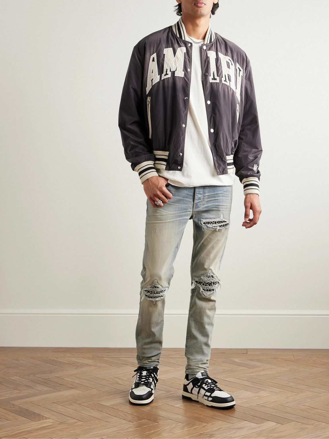 AMIRI - MX1 Skinny-Fit Panelled Distressed Jeans - Blue Amiri