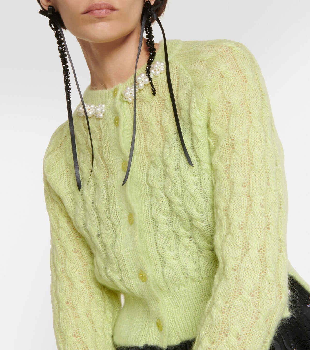Simone Rocha Embellished cropped mohair-blend cardigan Simone Rocha