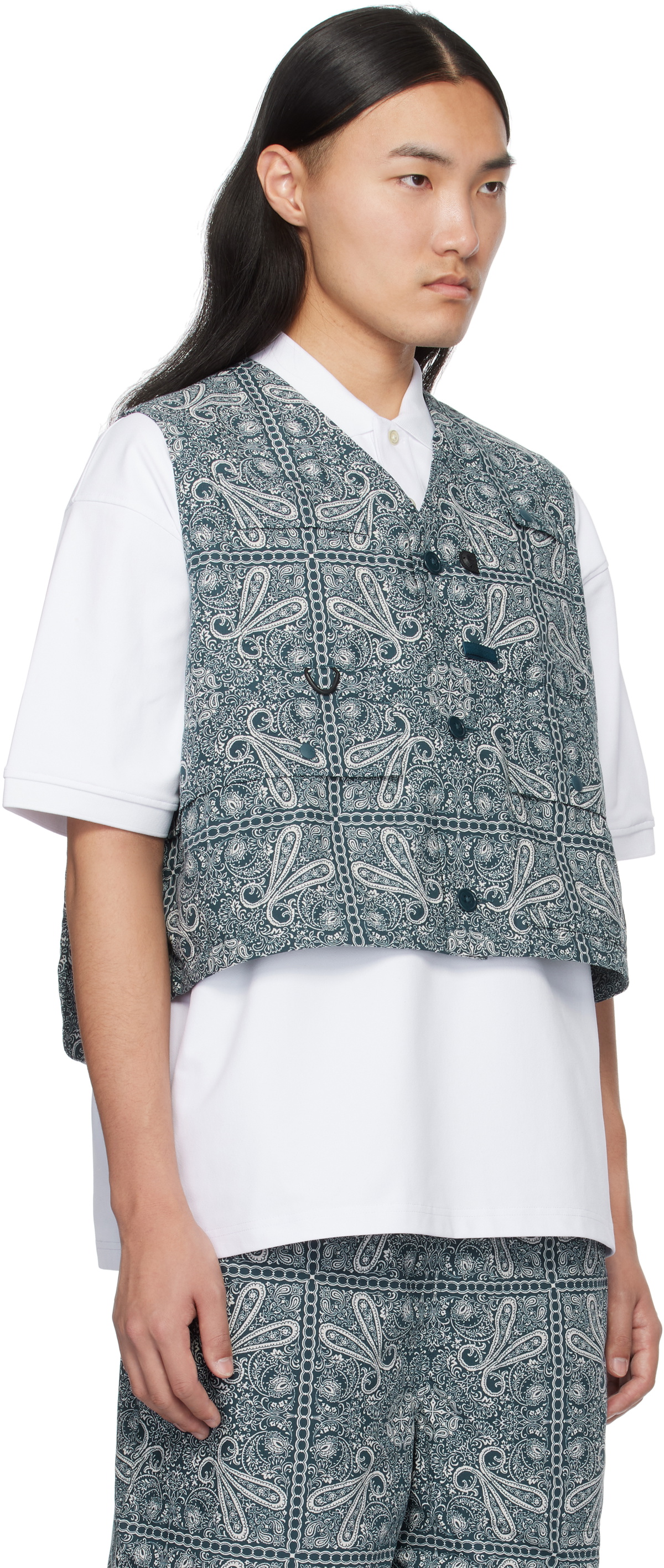 DAIWA PIER39 Navy Paisley Tech Over Vest Daiwa Pier39