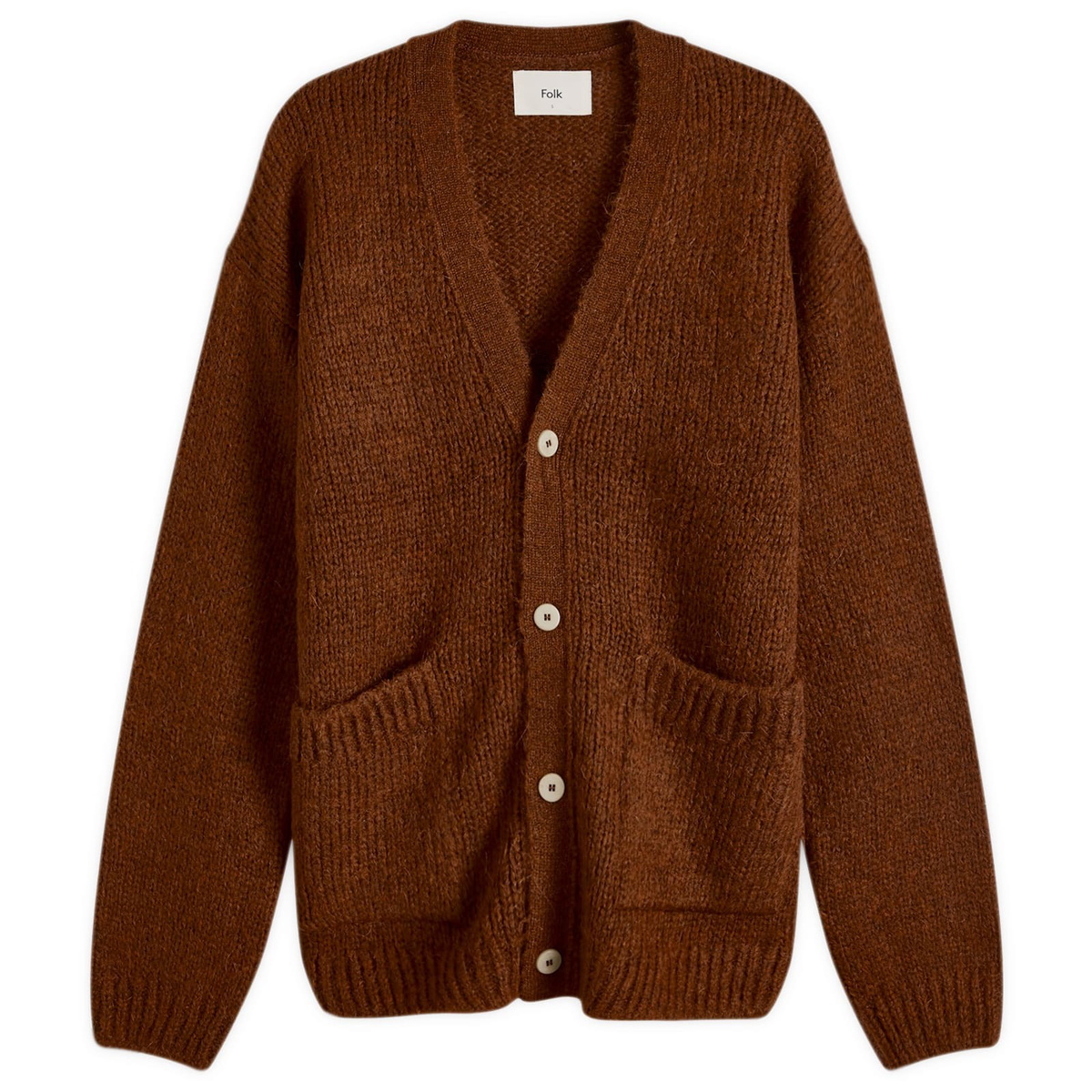 Folk Men's Signal Cardigan in Rust Folk