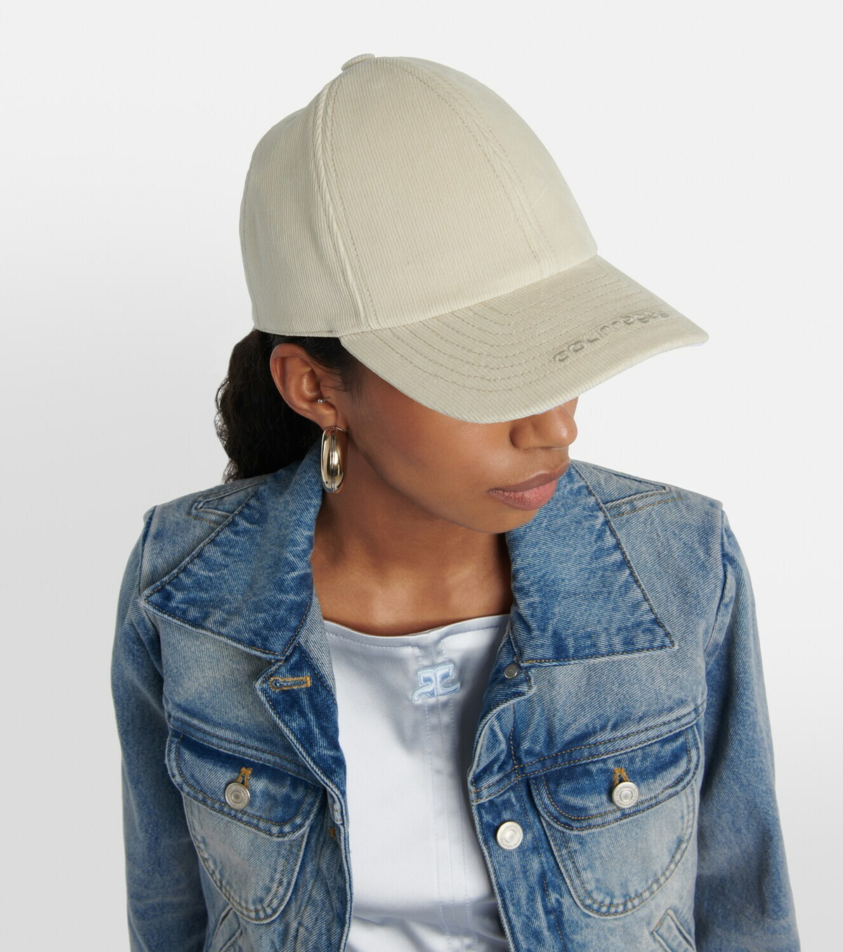 Courreges - Embroidered cotton cap Courreges
