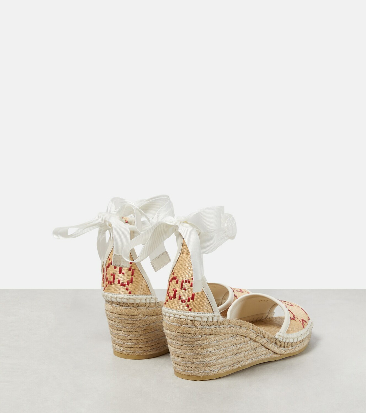 Gucci GG raffia-effect espadrille wedges Gucci