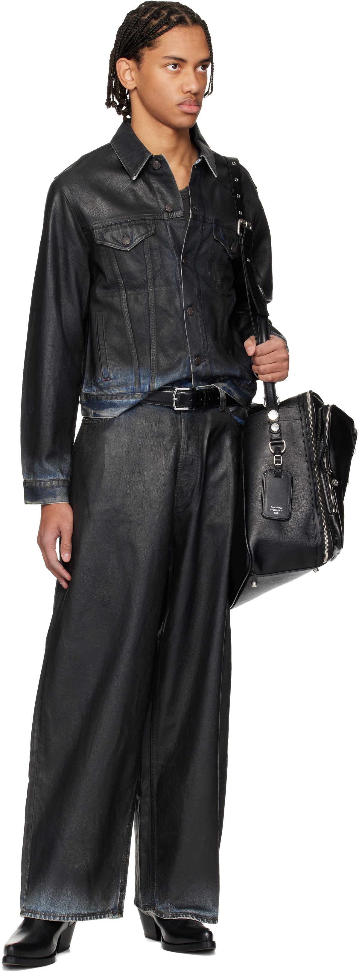 Acne Studios Black Coated Denim Jacket Acne Studios