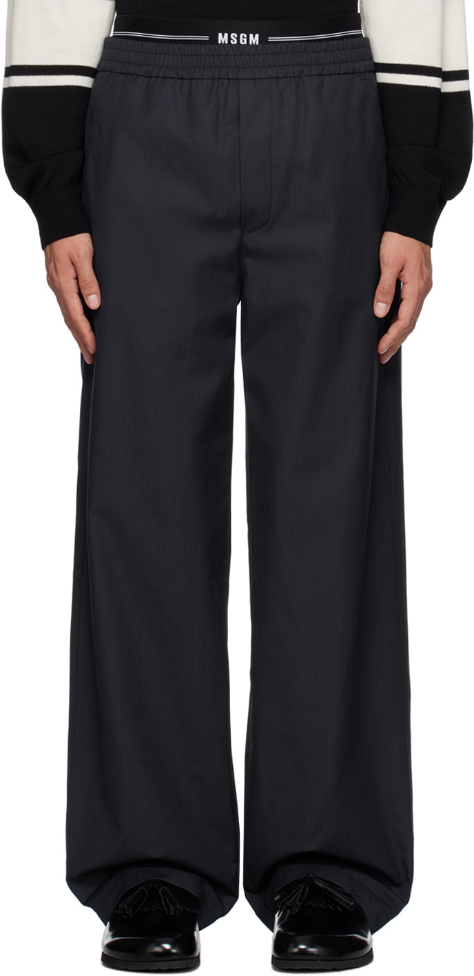 MSGM Navy Layered Trousers MSGM
