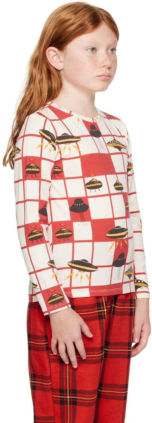Mini Rodini Kids Red UFO Long Sleeve T-Shirt Mini Rodini
