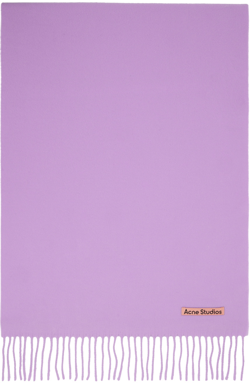 Acne Studios Purple Narrow Fringe Wool Scarf Acne Studios
