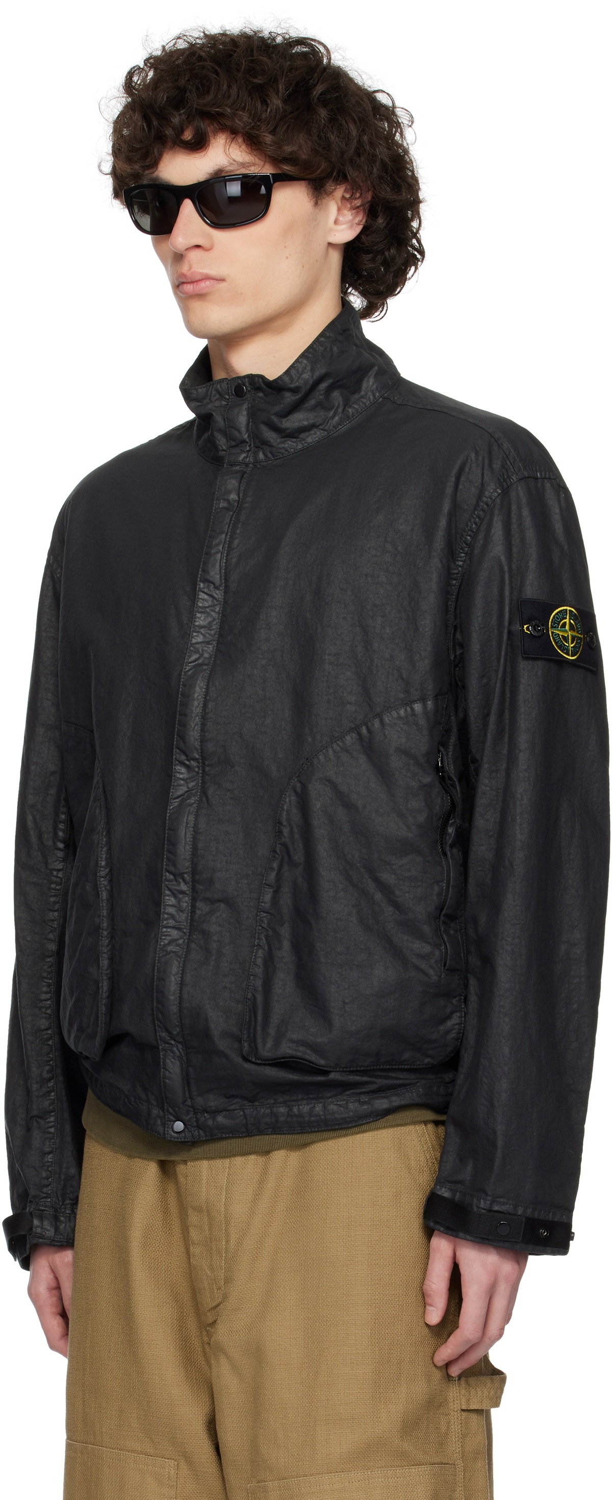 Stone Island Black Organic Look Nylon Panama-TC Jacket Stone Island