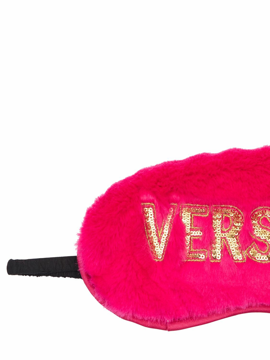 VERSACE - Faux Fur Eye Mask W/sequined Logo Versace