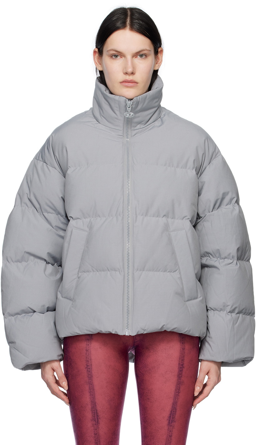 Diesel Gray W-Oval Down Jacket Diesel