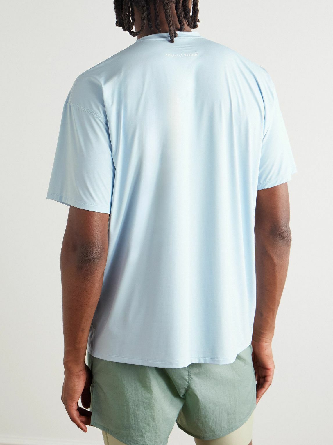DISTRICT VISION - Logo-Print Stretch-Jersey T-Shirt - Blue District Vision
