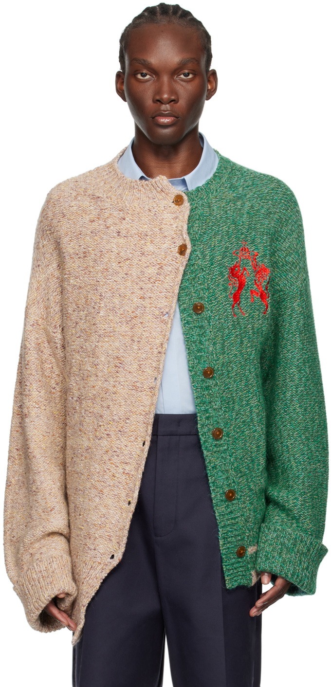 Vivienne Westwood Beige & Green Half & Half Cardigan Vivienne Westwood