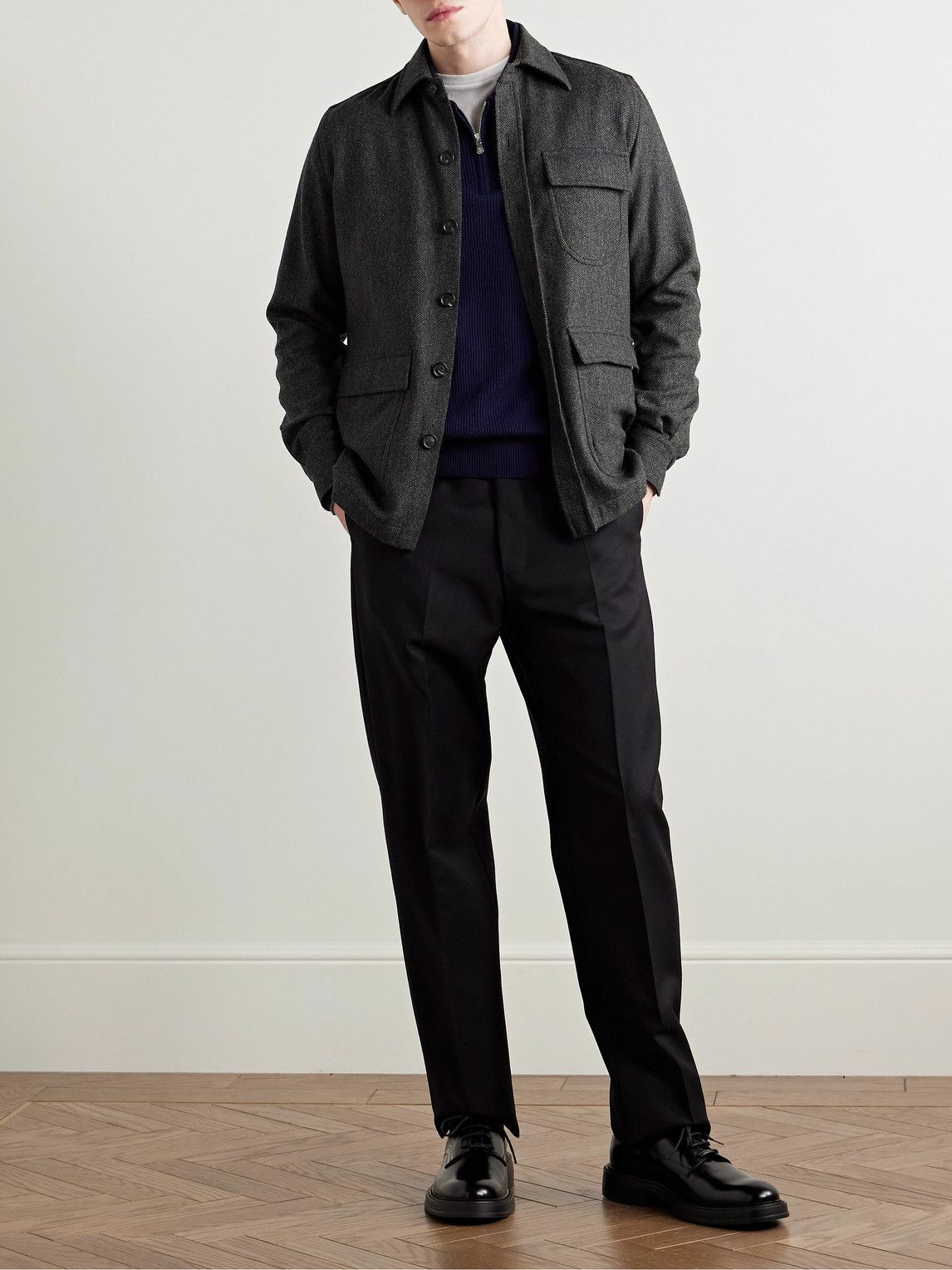 De Petrillo - Herringbone Wool and Cashmere-Blend Jacket - Gray De Petrillo