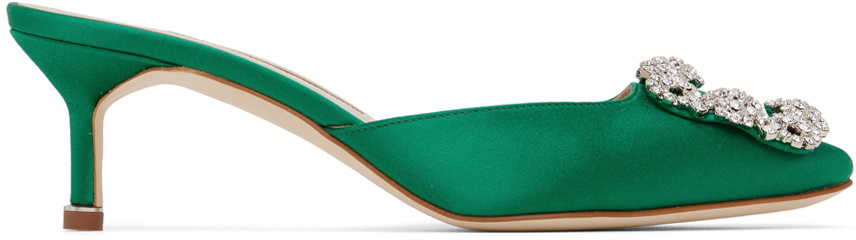 Manolo Blahnik Green Hangisimu 50 Mules Manolo Blahnik