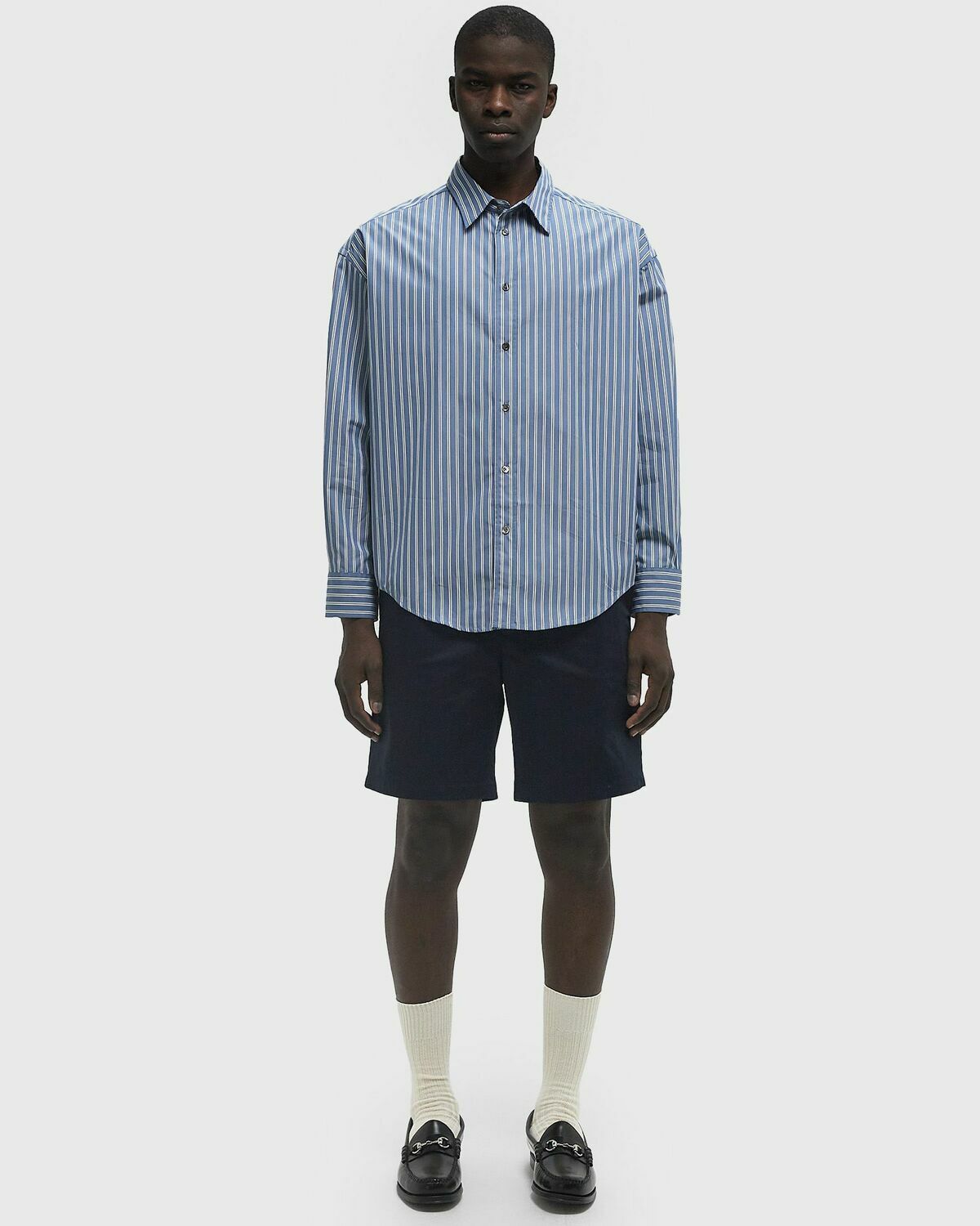 AMI Paris BOXY BOXY FIT SHIRT Blue Mens Longsleefe AMI