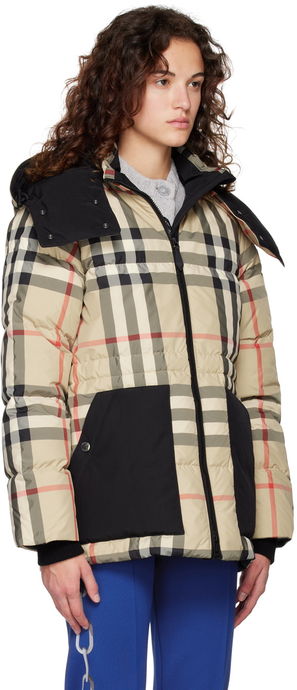 Burberry Beige Check Down Jacket Burberry