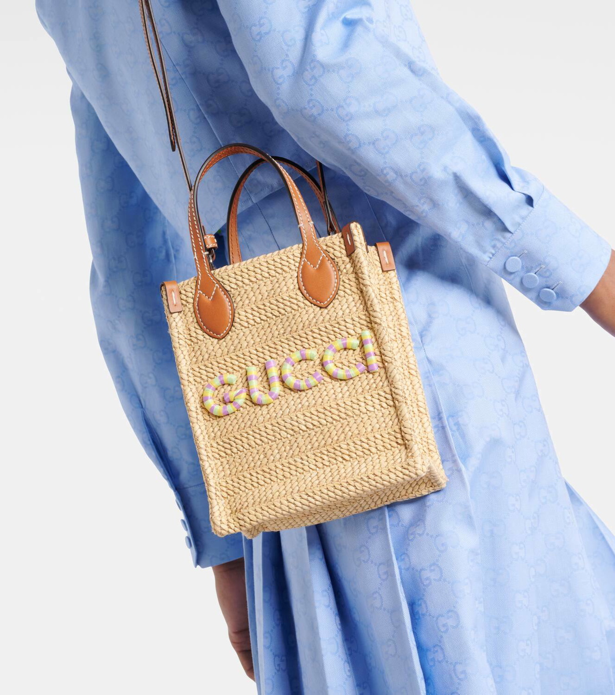 Gucci Mini logo raffia tote bag Gucci