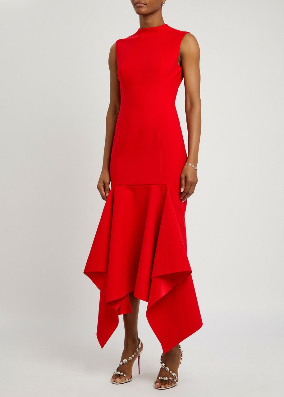 Solace London Trinity Crepe Midi Dress Red Solace London