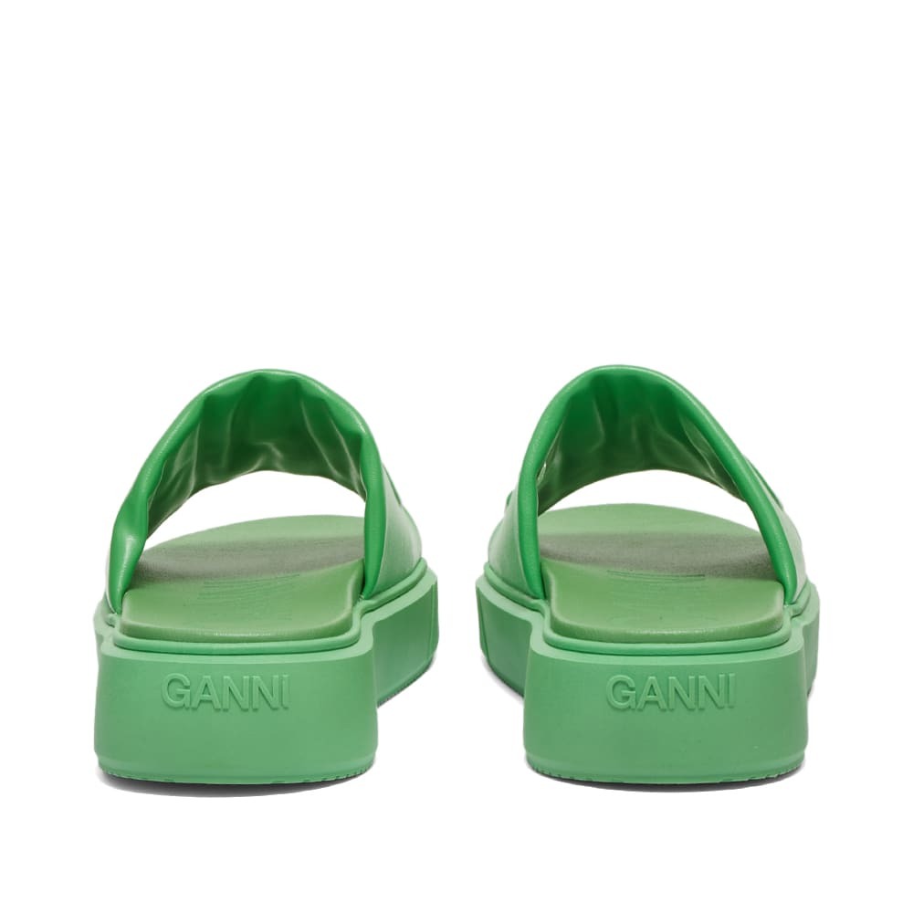 GANNI Women's Logo Slide in Kelly Green GANNI