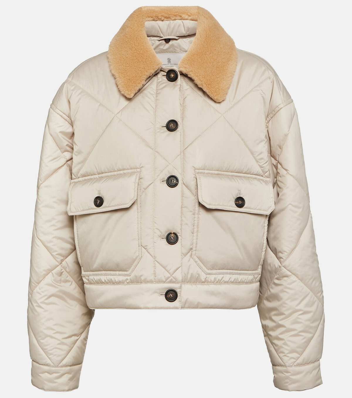 Brunello Cucinelli Shearling-trimmed quilted jacket Brunello Cucinelli