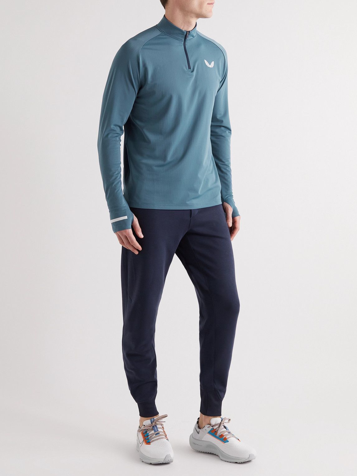 Castore - Active Logo-Print Stretch-Jersey Half-Zip Top - Blue CASTORE