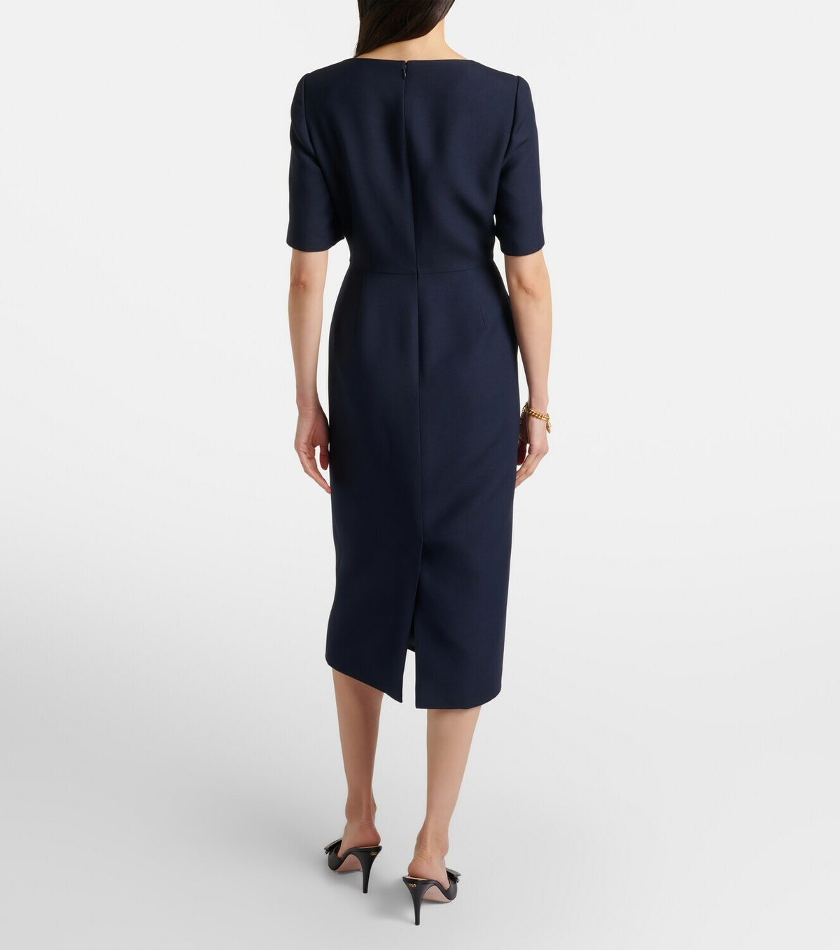 Valentino Crepe Couture bow-detail lace-trimmed midi dress Valentino