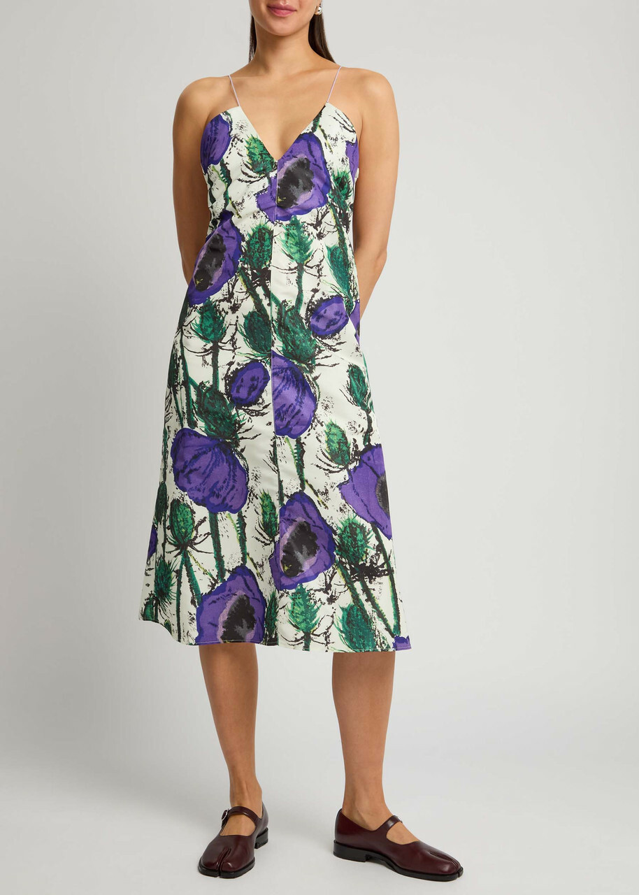 Wales Bonner Josephine Cotton-blend Poplin Midi Dress Multicoloured 1 ...