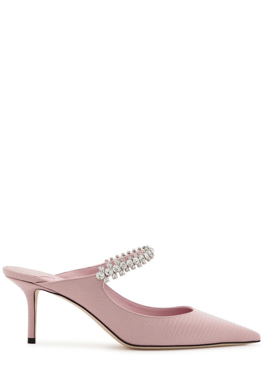 Jimmy Choo Bing 65 Lizard-effect Leather Mules Light Pink Jimmy Choo