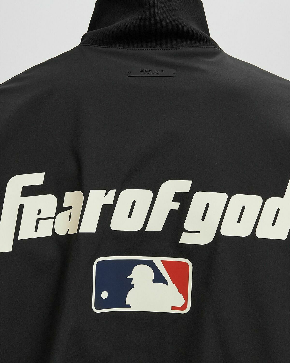 Fear of God Essentials MLB 3/4 SLEEVE HALF ZIP JACKET Black Mens Half-Zip Fear Of God Essentials