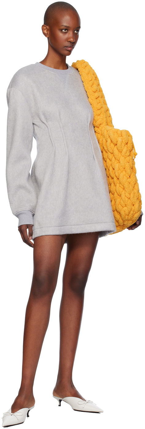 JW Anderson Gray Textured Long Sleeve Hourglass Minidress JW Anderson