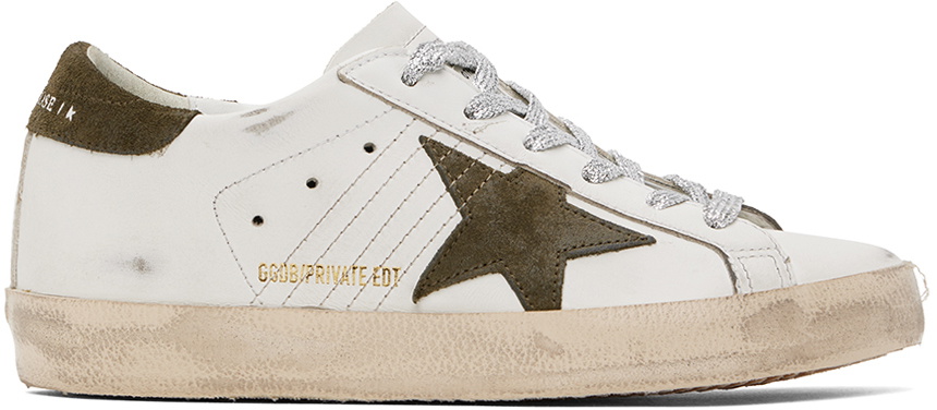 Golden Goose SSENSE Exclusive White & Green Super-Star Sneakers Golden ...