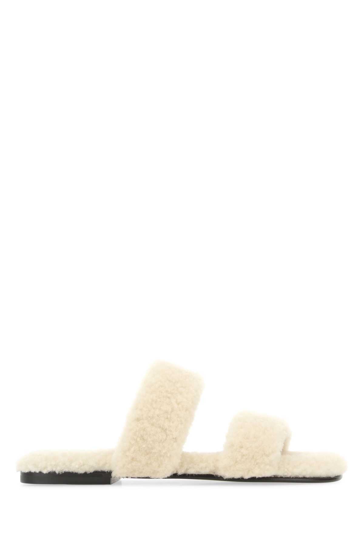 Saint Laurent Ivory Shearling Bleach Slippers Saint Laurent