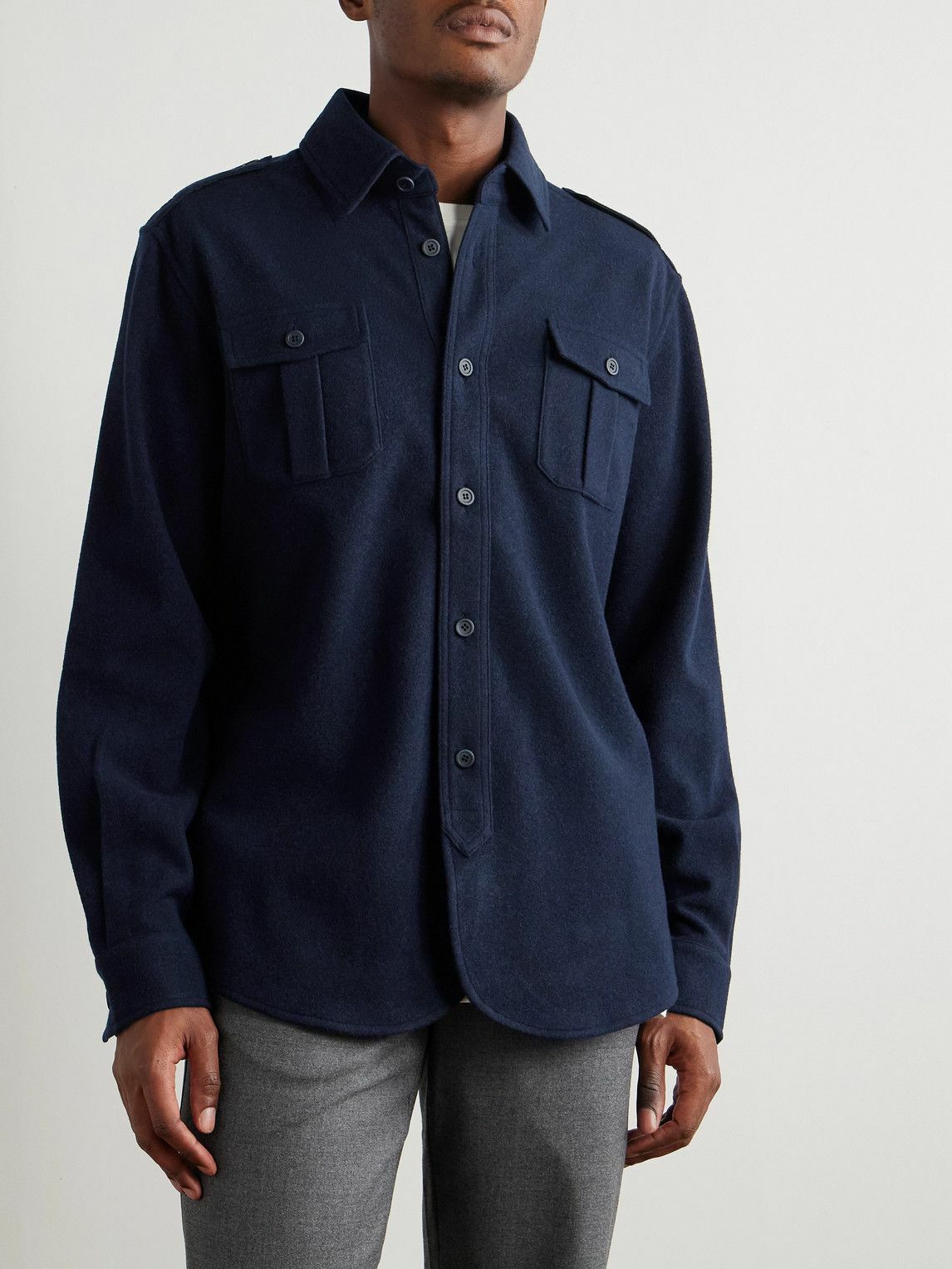 SEASE - Wool-Blend Shirt - Blue Sease