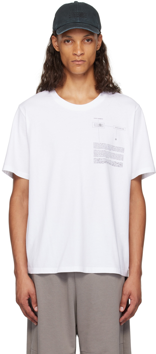 MM6 Maison Margiela White Printed-Logo T-Shirt MM6 Maison Margiela