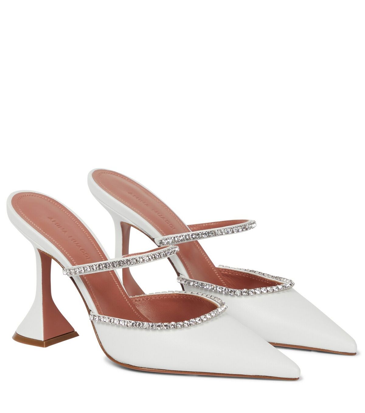 Amina Muaddi Gilda embellished leather mules Amina Muaddi