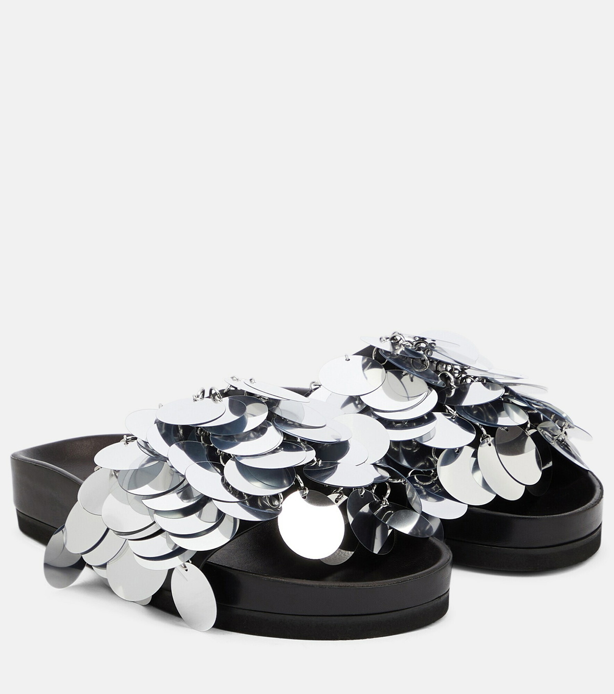 Paco Rabanne - Embellished flat leather sandals Paco Rabanne