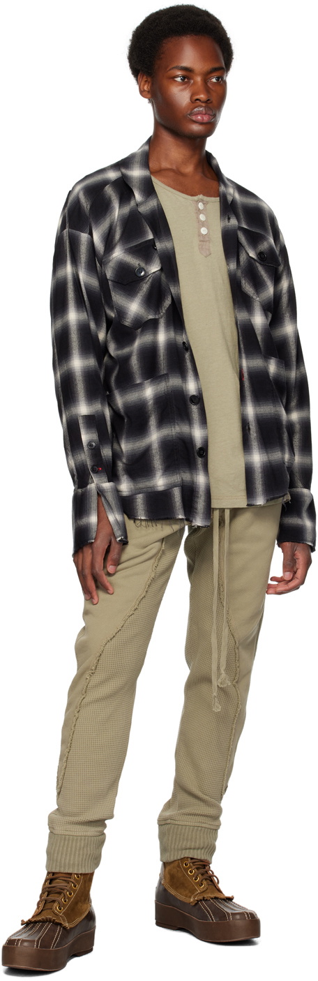 Greg Lauren Green Buttoned Henley Greg Lauren