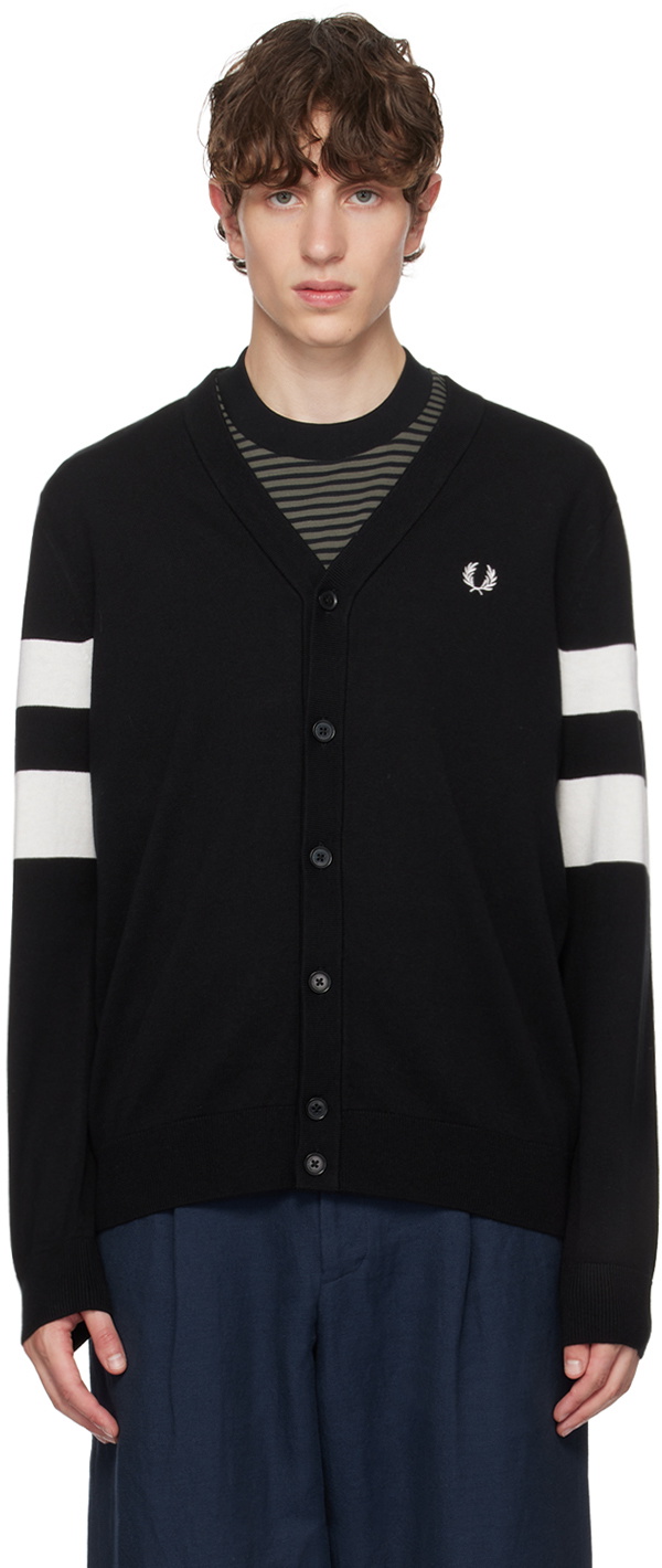 Fred Perry Black Striped Cardigan Fred Perry