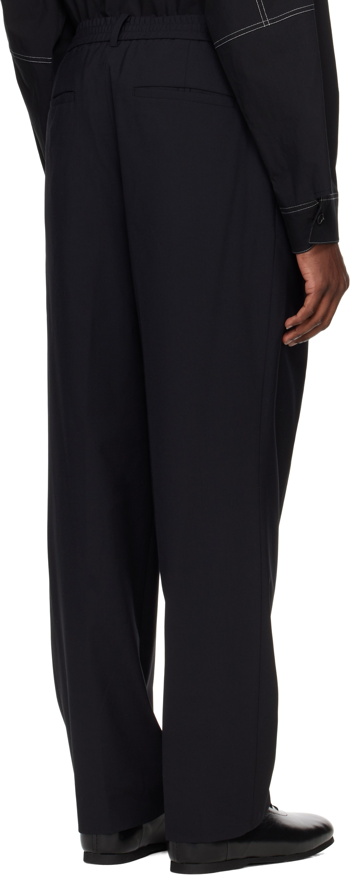 Solid Homme Black Wool Pleated Trousers Solid Homme