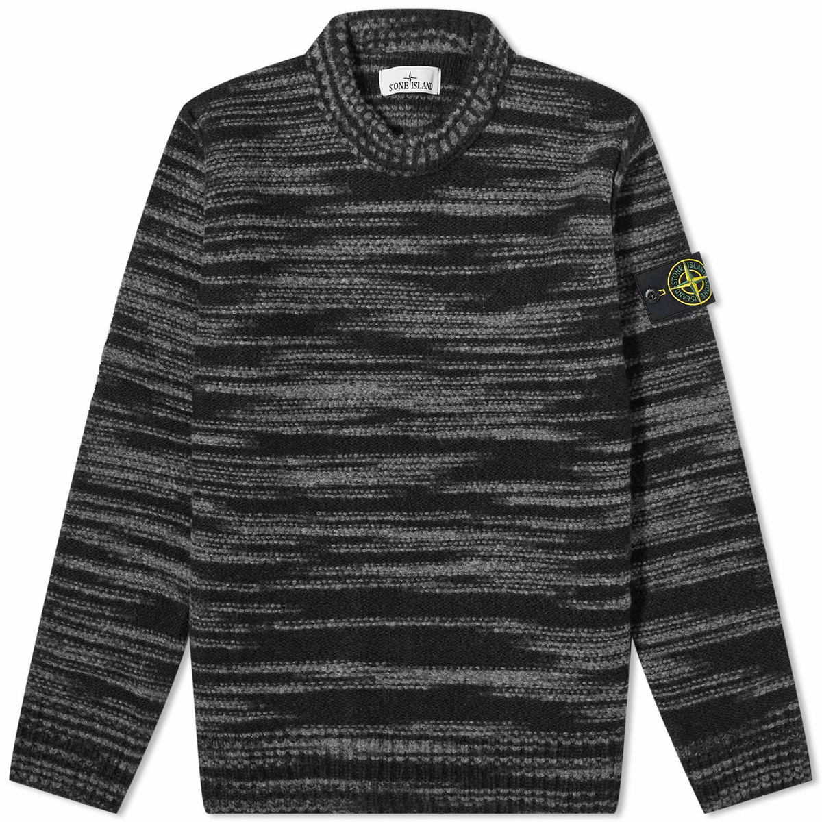 Stone Island Men s Reverse Seam Marl Crew Knit In Black Stone Island