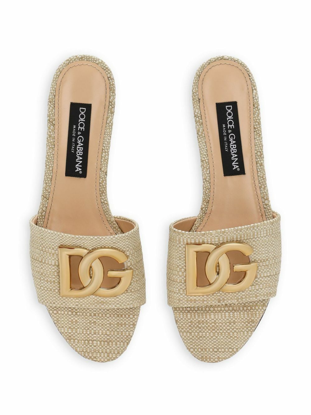 DOLCE & GABBANA - Dg Logo Leather Slides Dolce & Gabbana