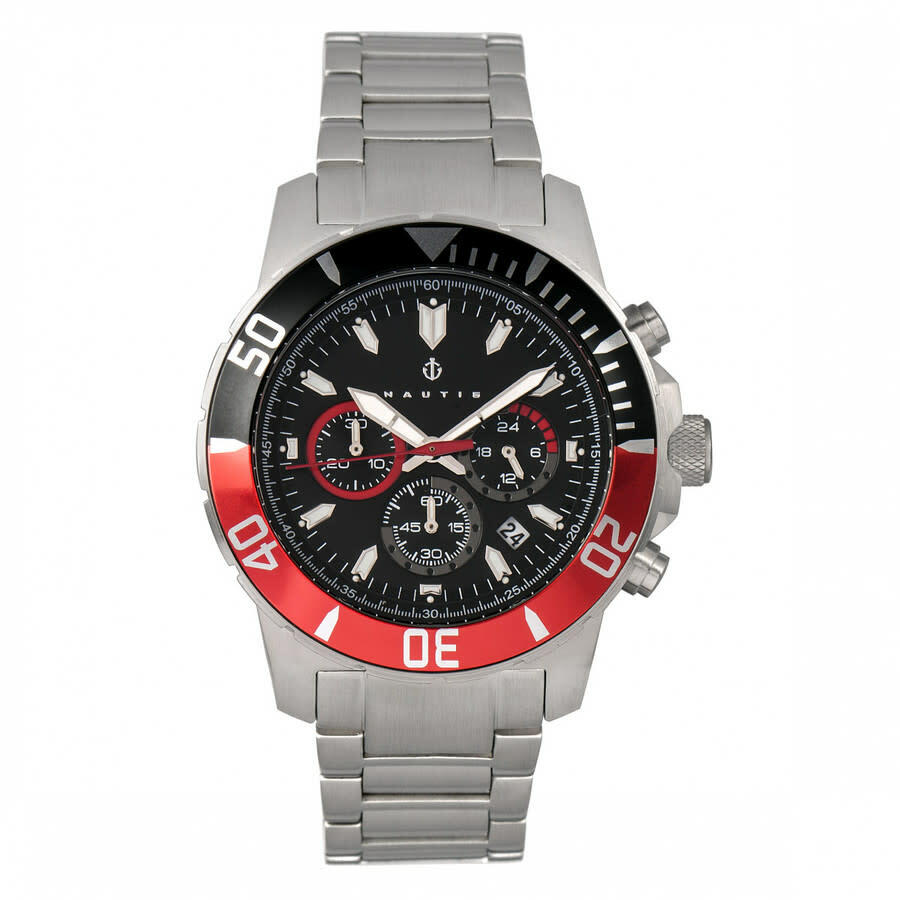Nautis Dive Chrono 500 Chronograph Quartz Black Dial Mens Watch 17065-J ...