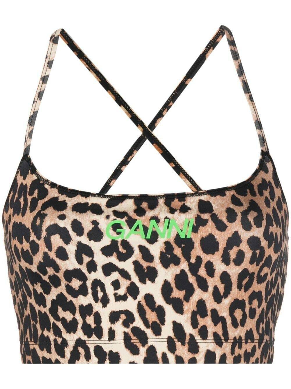GANNI - Leo Print Active Strap Top GANNI