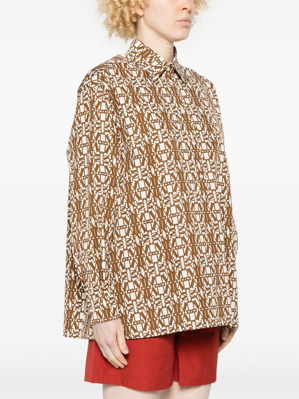 Max Mara Brown Monogram-Print Shirt Max Mara