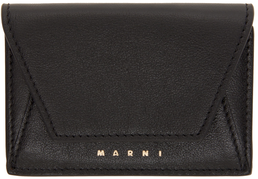 Marni Black Leather Trifold Wallet Marni